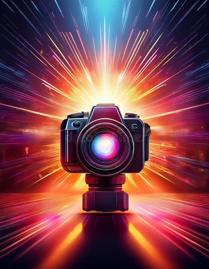 Digital Camera Capturing Vibrant Lights in Motion Blur Stock ...