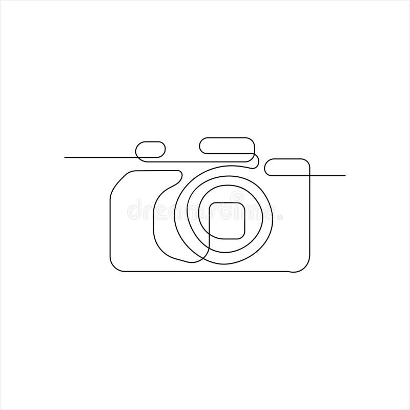 Digital Camera Continuous Single Linear Style Simple Art Drawing Vector ...