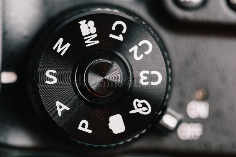 Digital Camera Control Dial Showing Aperture, Shutter Speed, Manual and ...