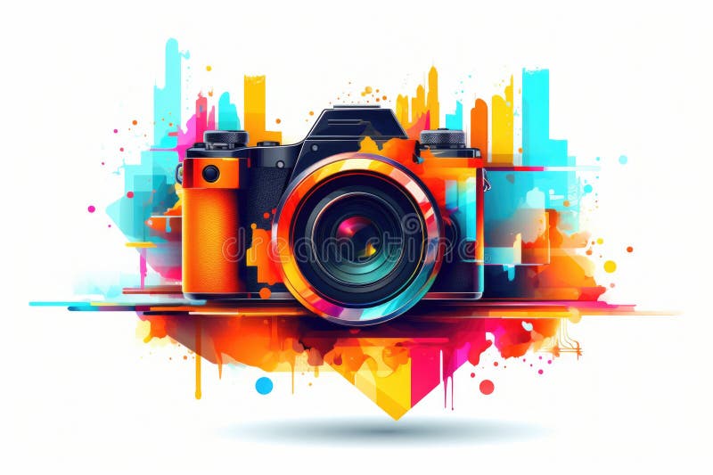 A Digital Camera Covered in Vibrant Paint Splatters. Perfect for ...