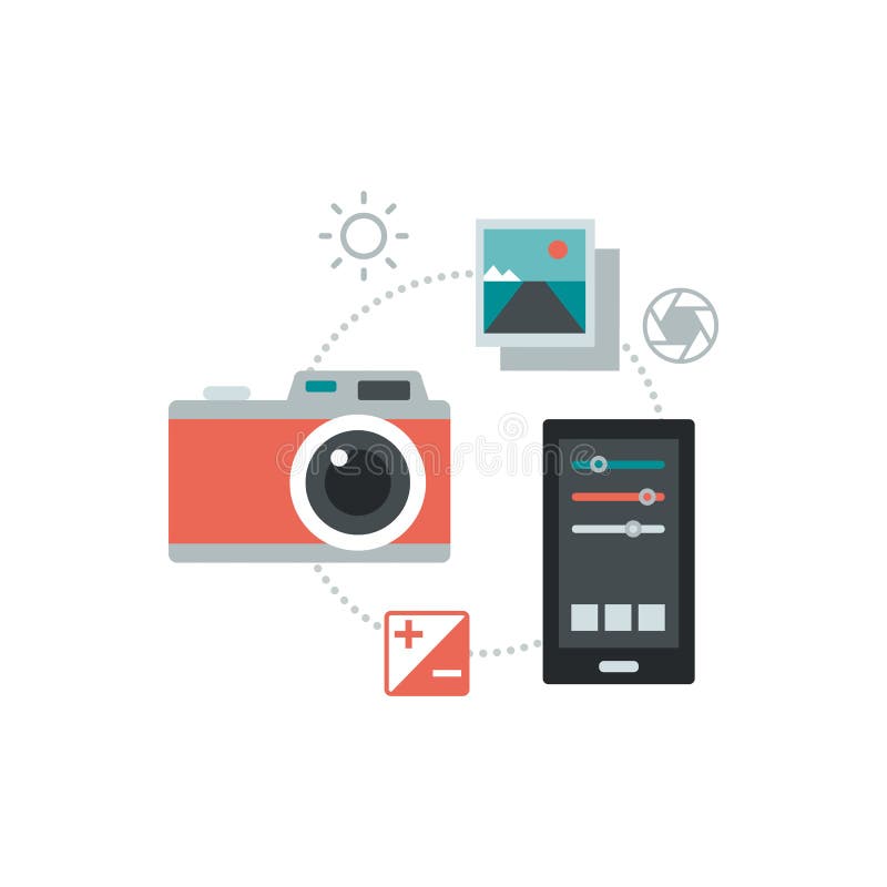 Digital Camera and Creative Apps Stock Vector - Illustration of color ...