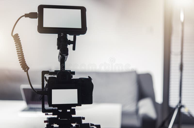 Digital Camera with External Display Recorder in a Studio Stock Image ...