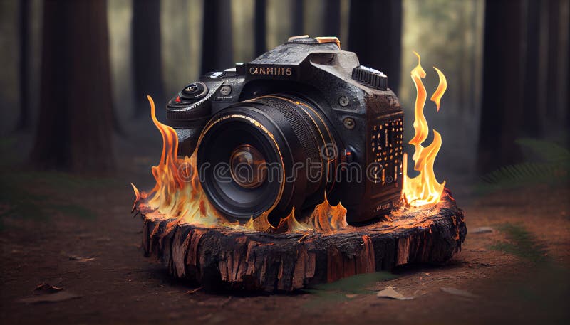 Digital camera is on fire stock illustration. Illustration of fire ...