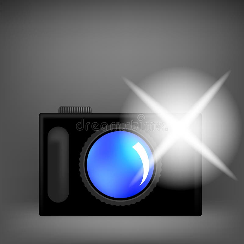Digital Camera and Flash stock illustration. Illustration of business ...