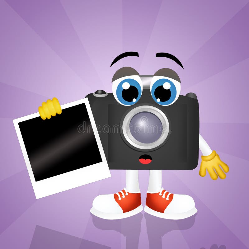 Funny camera cartoon stock illustration. Illustration of funny - 61352080