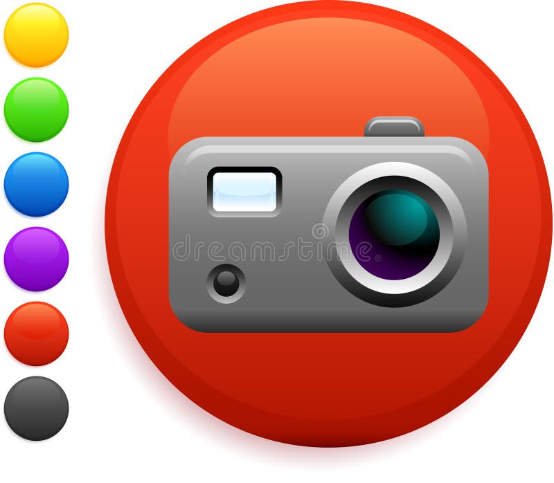 Digital Camera Icon on Round Internet Button Stock Illustration ...