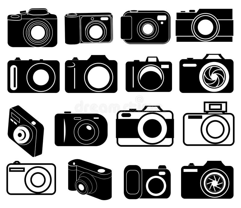 Digital camera icons set stock vector. Illustration of design - 49483086