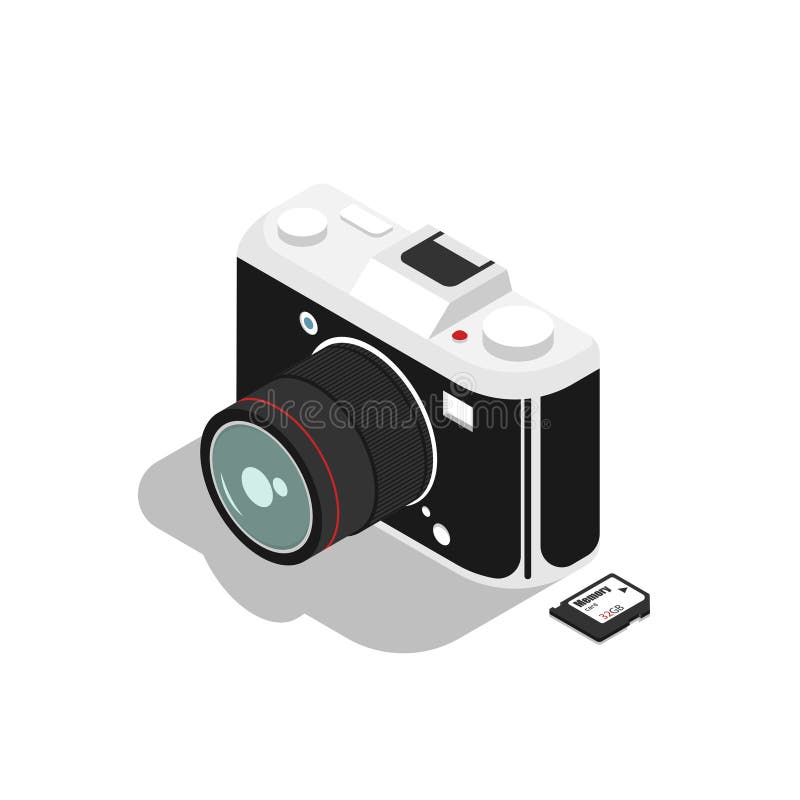 Digital Camera Isometric Design with Memory Card. Stock Illustration ... Digital Camera Isometric Design with Memory Card. Stock Illustration ...