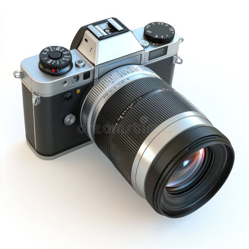 Digital Camera with Lens stock illustration. Illustration of ...