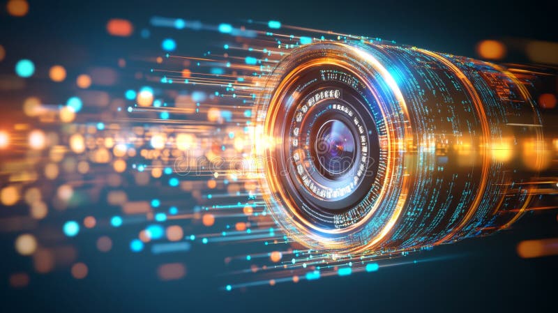 Digital Camera Lens Sending Data through Fiber Optics Stock Image ...