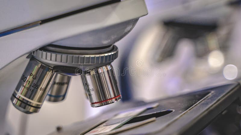 Digital Camera Microscope in Experiment Science Laboratory Stock Photo ...