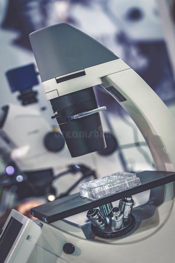 Digital Camera Microscope in Science Laboratory Stock Photo - Image of ...