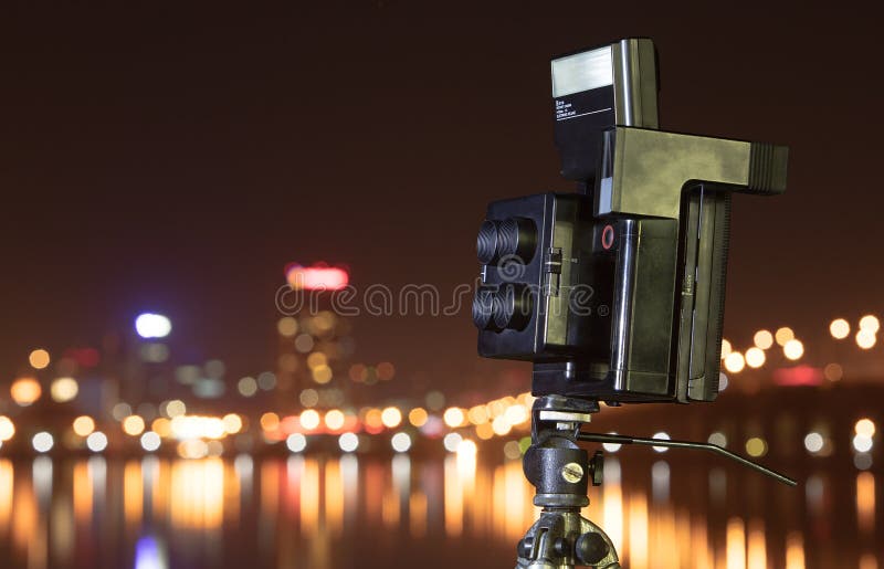 Digital Camera the Night View of City. Stock Image - Image of blue ...
