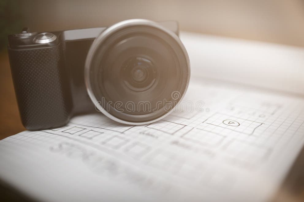 Digital Camera on Notepad with Storyboard Stock Image - Image of object ...