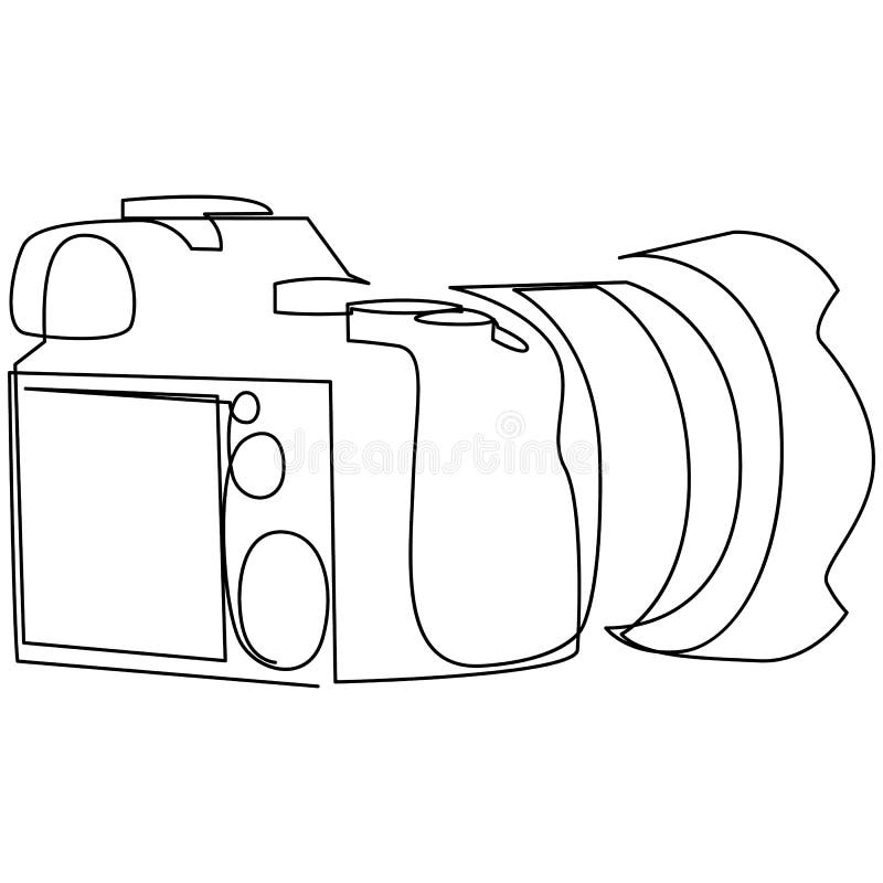 Digital Camera One Line Drawing. Vector Illustration. Stock Vector ...