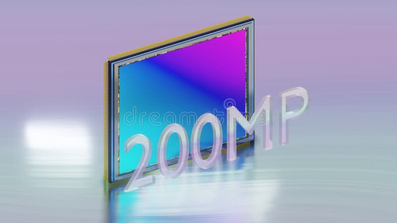 Digital Camera Sensor on Edge with 200 Megapixel 3D Text, 3D Rendering ...