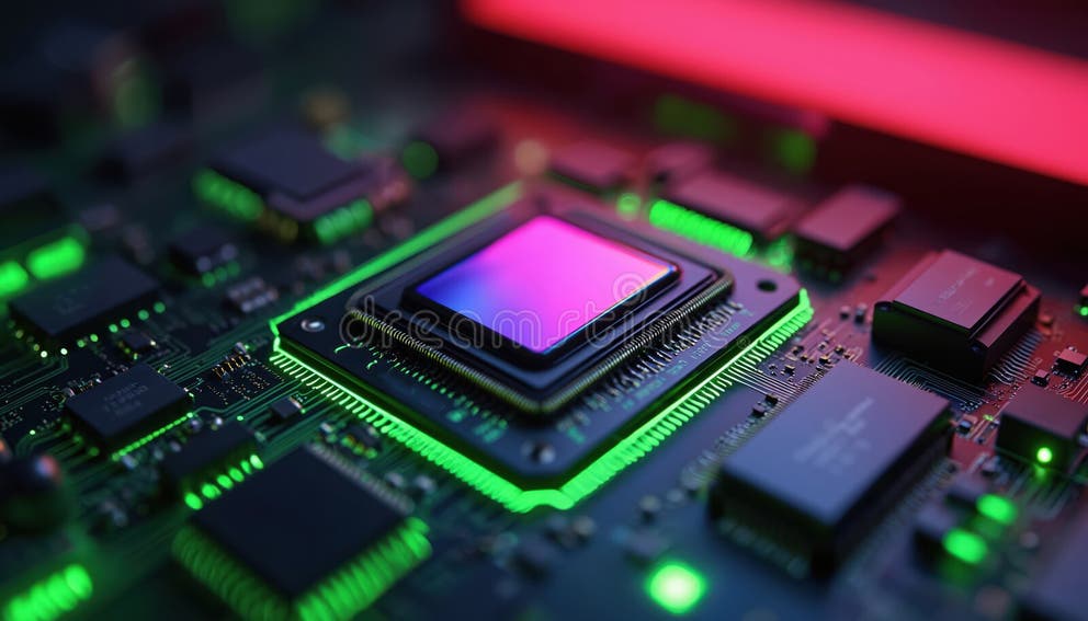 Digital Camera Sensor on Motherboard with Two Processors. Detail of ...