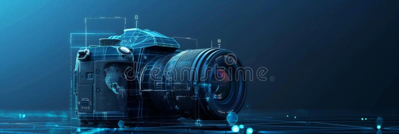 A Futuristic Digital Camera with a Wireframe Design Representing ...