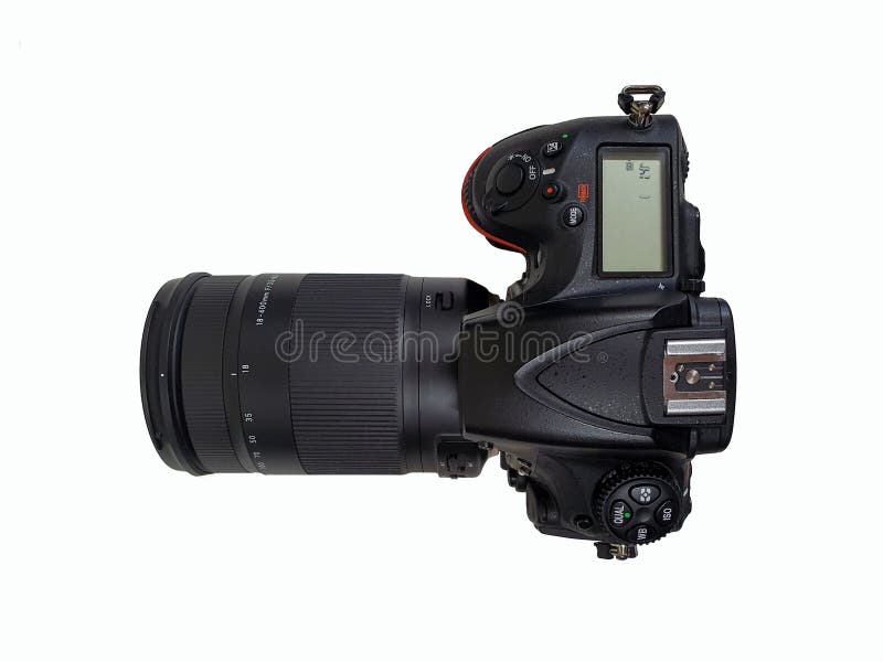 Digital Camera with Tele Lens, Professional Isolated on White Stock ...
