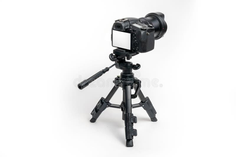 152 Professional Digital Camera Blank Screen Tripod Isolated White ...