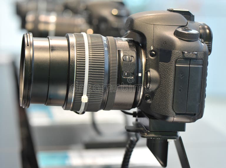 Digital Cameras Show at Shop Stock Image - Image of metallic ...