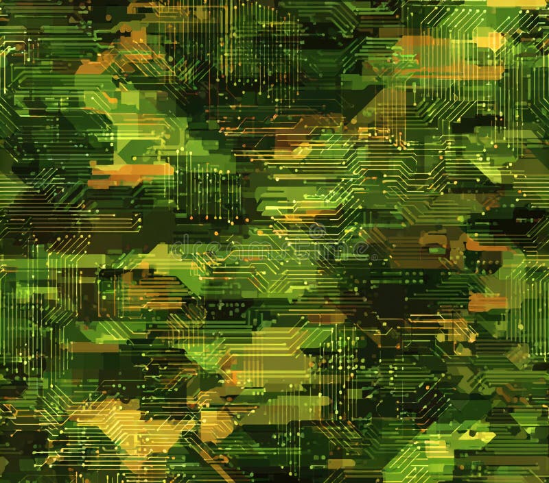 Digital Camo Texture Green Gold Circuit Board Pattern Stock ...