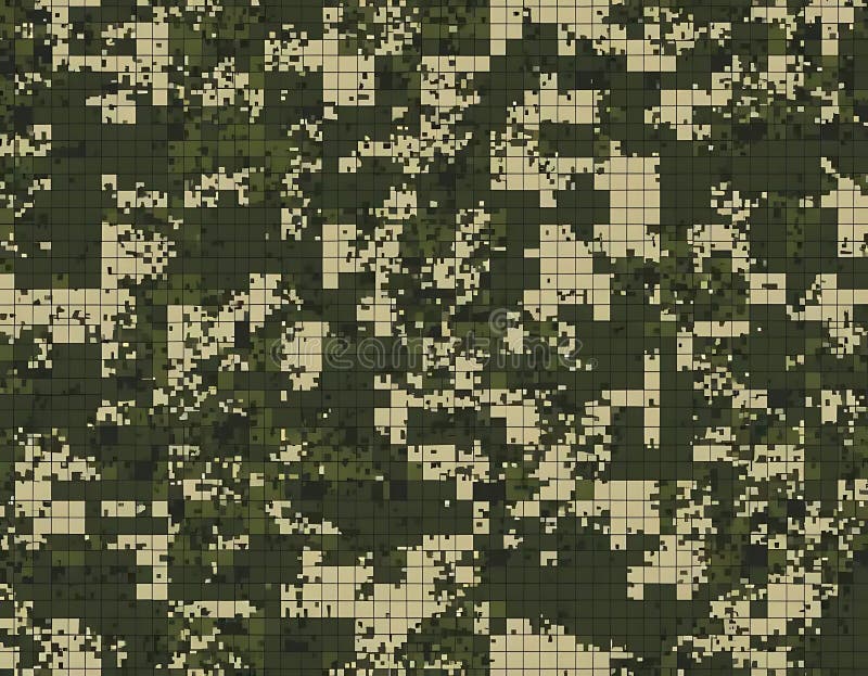 Digital Camouflage Pattern with Pixelated Army Blocks Stock ...