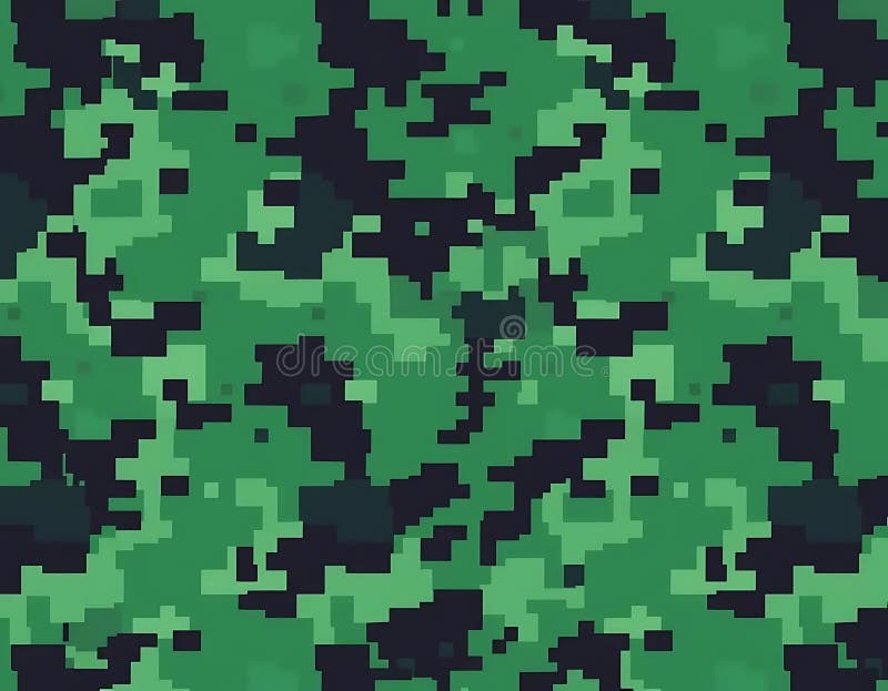 Digital Camouflage Pattern with Pixelated Army Blocks Stock ...