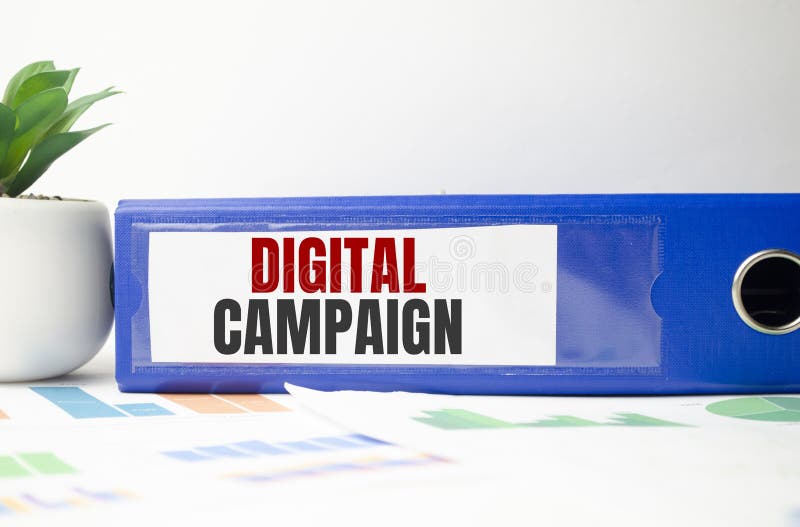 Digital Campaign Words on Blue Paper Folder Stock Photo - Image of sale ...