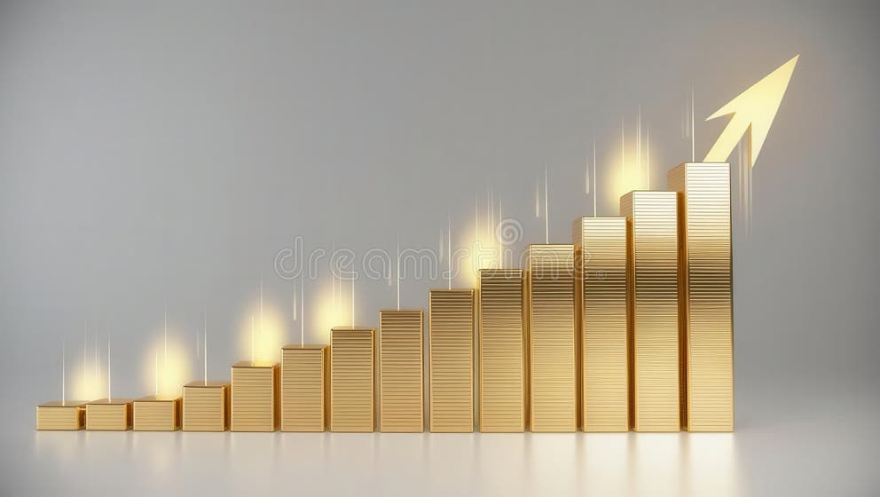 Digital Candlestick Chart Made of Gold Blocks Animating Upward Stock ...