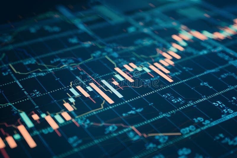 Digital Candlestick Chart Reflects Market Trends, Set on Grid with ...