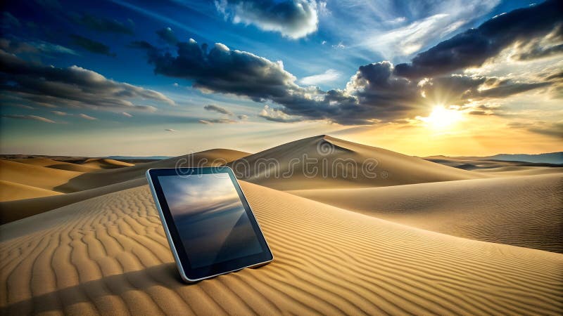 Digital Canvas in the Desert Generative AI Stock Photo - Image of dune ...