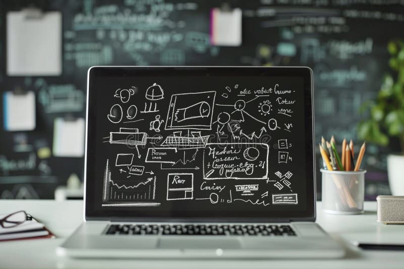 The Digital Canvas of a Laptop Mockup Adorned with a Sketch and ...