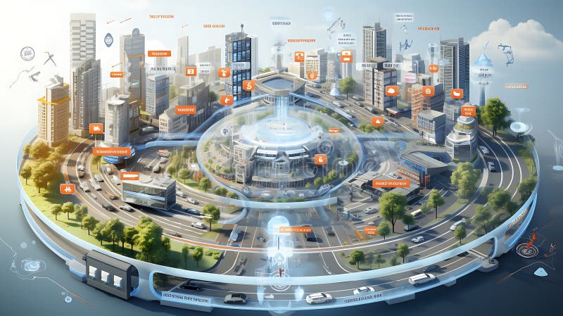 A Digital Canvas Showing a Smart City Alive with Interactive Nodes ...