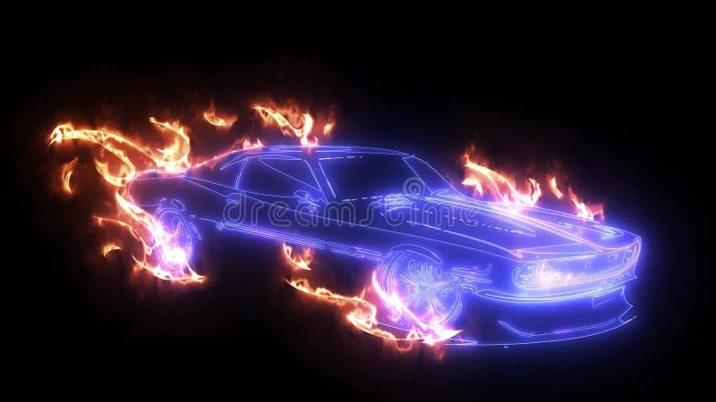 Digital Car Animation with Flames Stock Video - Video of bodywork, fire ...