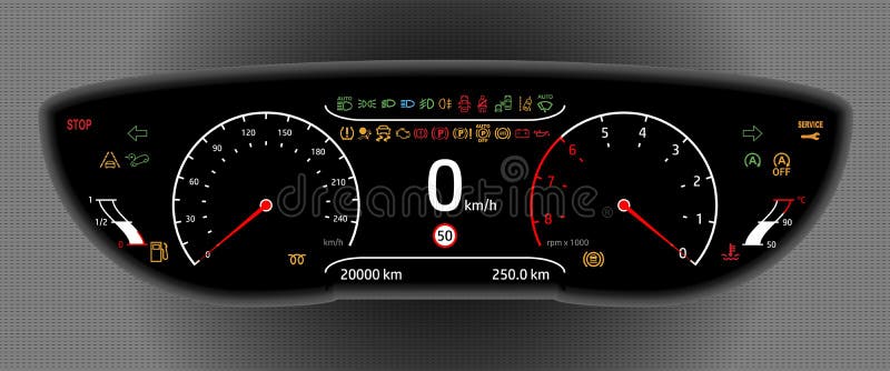 Digital Car Dashboard stock vector. Illustration of vector - 98920610