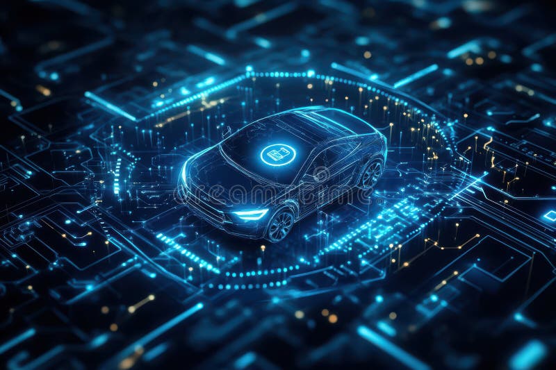 Digital Car Futuristic Technology Electric Vehicle Network Background ...