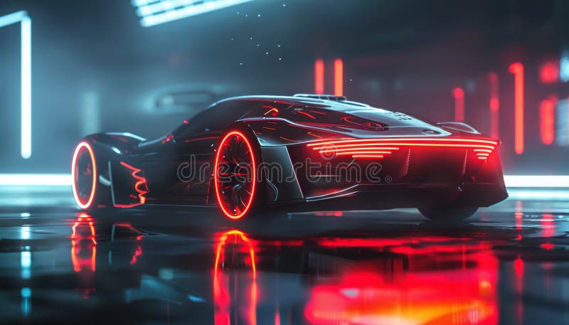 Digital Car of Glowing 3d Triangular Polygons Stock Image - Image of ...
