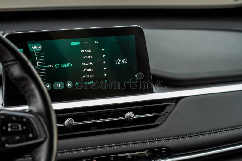 Digital Car Radio. Modern Car Radio in Car Stock Photo - Image of ...