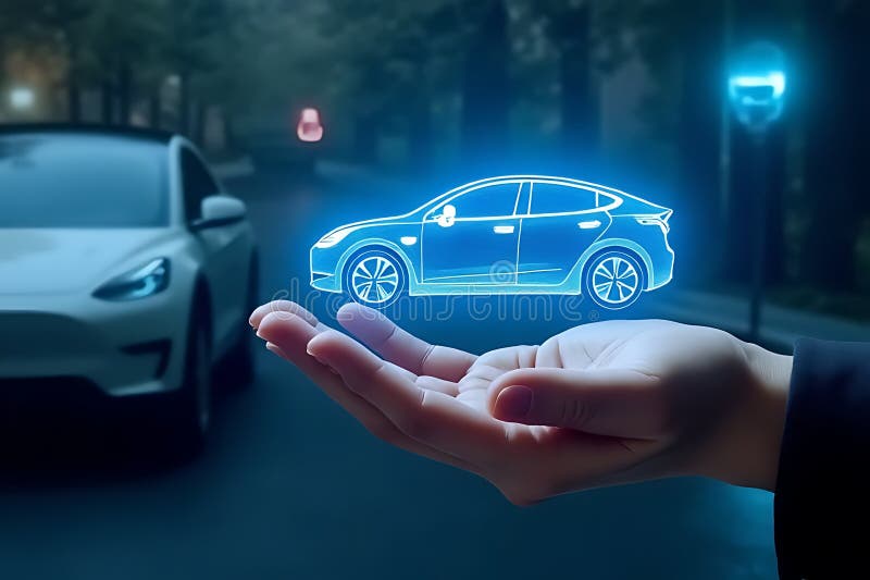 Digital Car Rests in a Hand, Symbolizing Future Automotive Technology ...