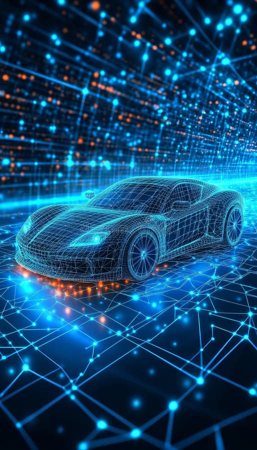 Digital Car, Technology Background, Abstract Automobile Icon. Connected ...