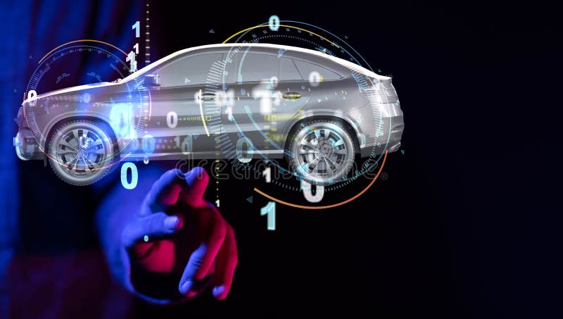 A Digital Car Technology Smart in Virtuel Room Stock Illustration ...