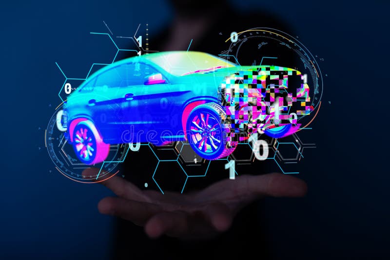 A Digital Car Technology Smart in Virtuel Room Stock Image - Image of ...