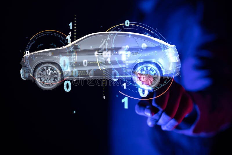 A Digital Car Technology Smart in Virtuel Room Stock Photo - Image of ...