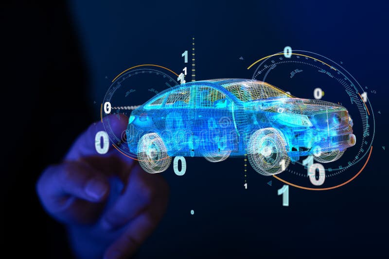 A Digital Car Technology Smart in Virtuel Room Stock Image - Image of ...