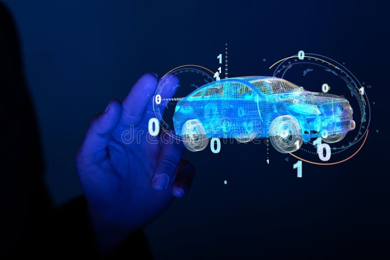 A Digital Car Technology Smart in Virtuel Room Stock Photo - Image of ...