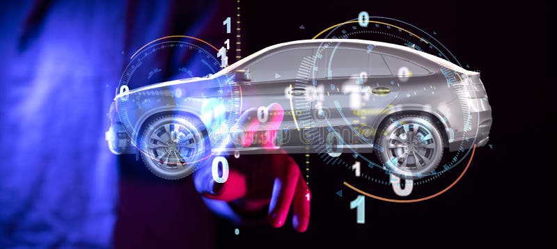 A Digital Car Technology Smart in Virtuel Room Stock Photo - Image of ...