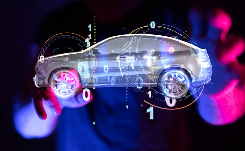 A Digital Car Technology Smart in Virtuel Room Stock Image - Image of ...