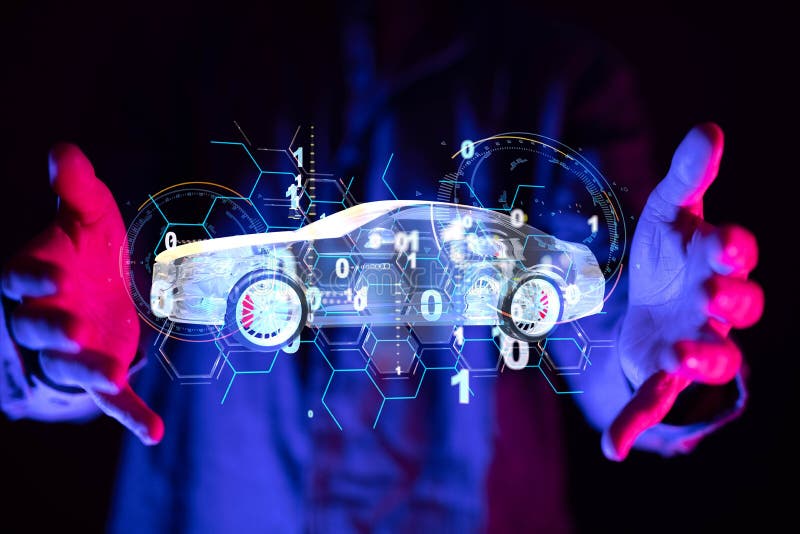 A Digital Car Technology Smart in Virtuel Room Stock Image - Image of ...