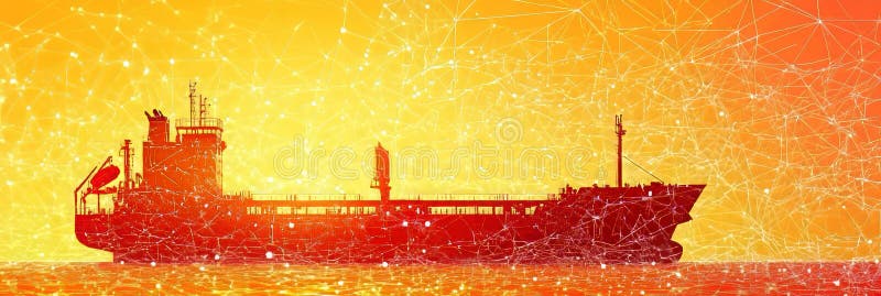 Digital Cargo Ship on Abstract Background - Maritime Transport ...